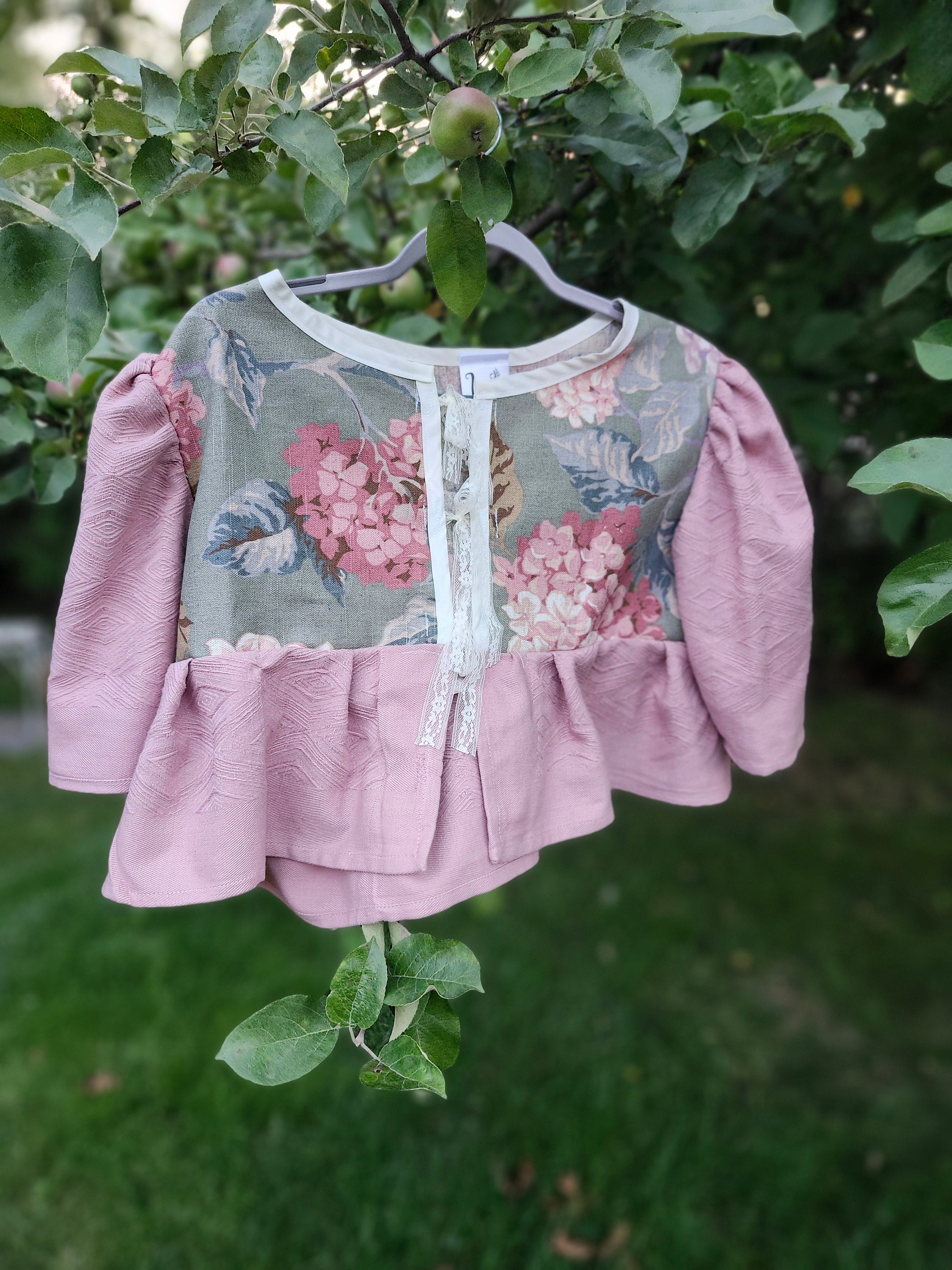 Upcycled Repurposed Tablecloth and Upholstery Fabric Blouse. Size Large ...