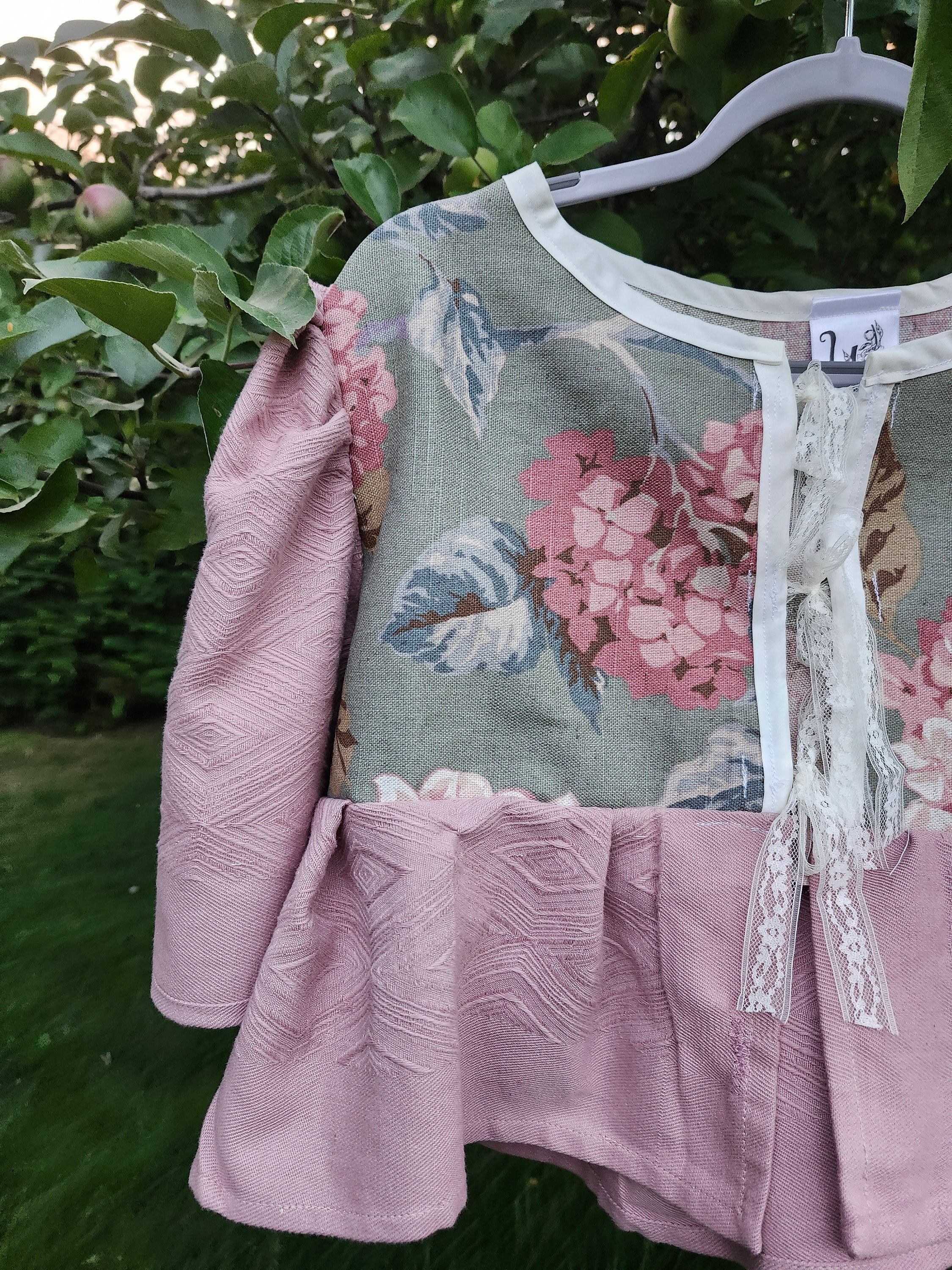 Upcycled Repurposed Tablecloth and Upholstery Fabric Blouse. Size Large ...