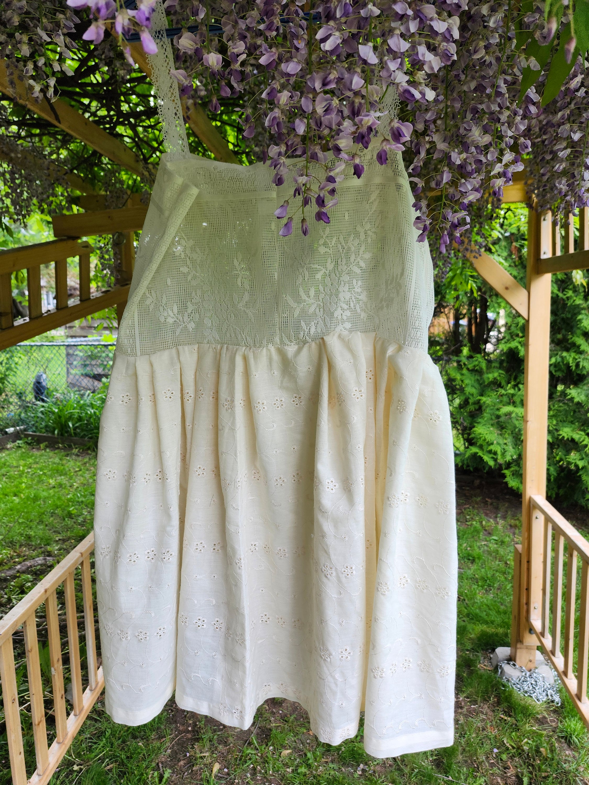 Upcycled Repurposed Lace Tablecloth and Eyelet Dress. Size Small/medium ...