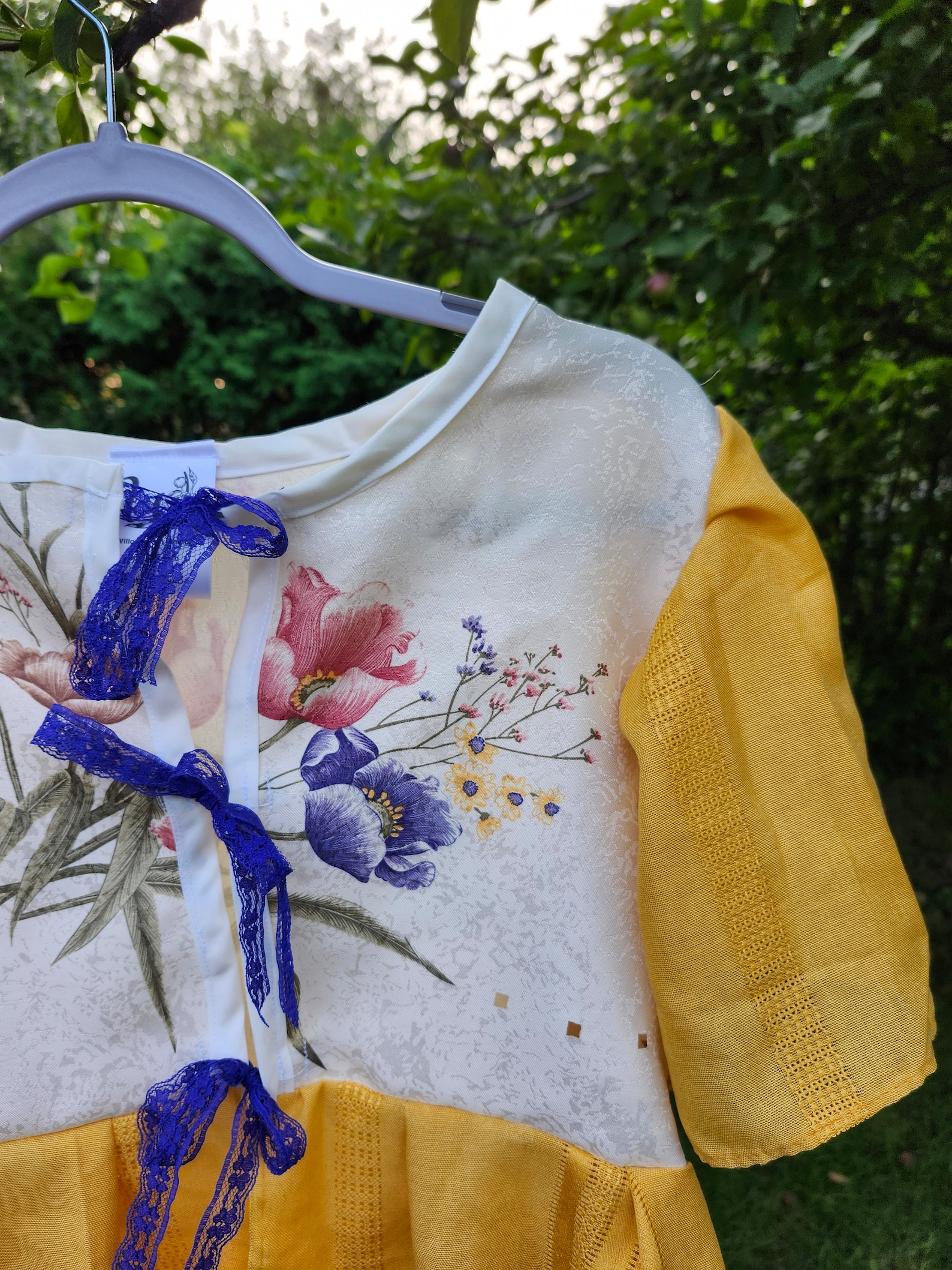 Upcycled Tie up Peplum Blouse Made From Repurposed Tablecloths. Size ...