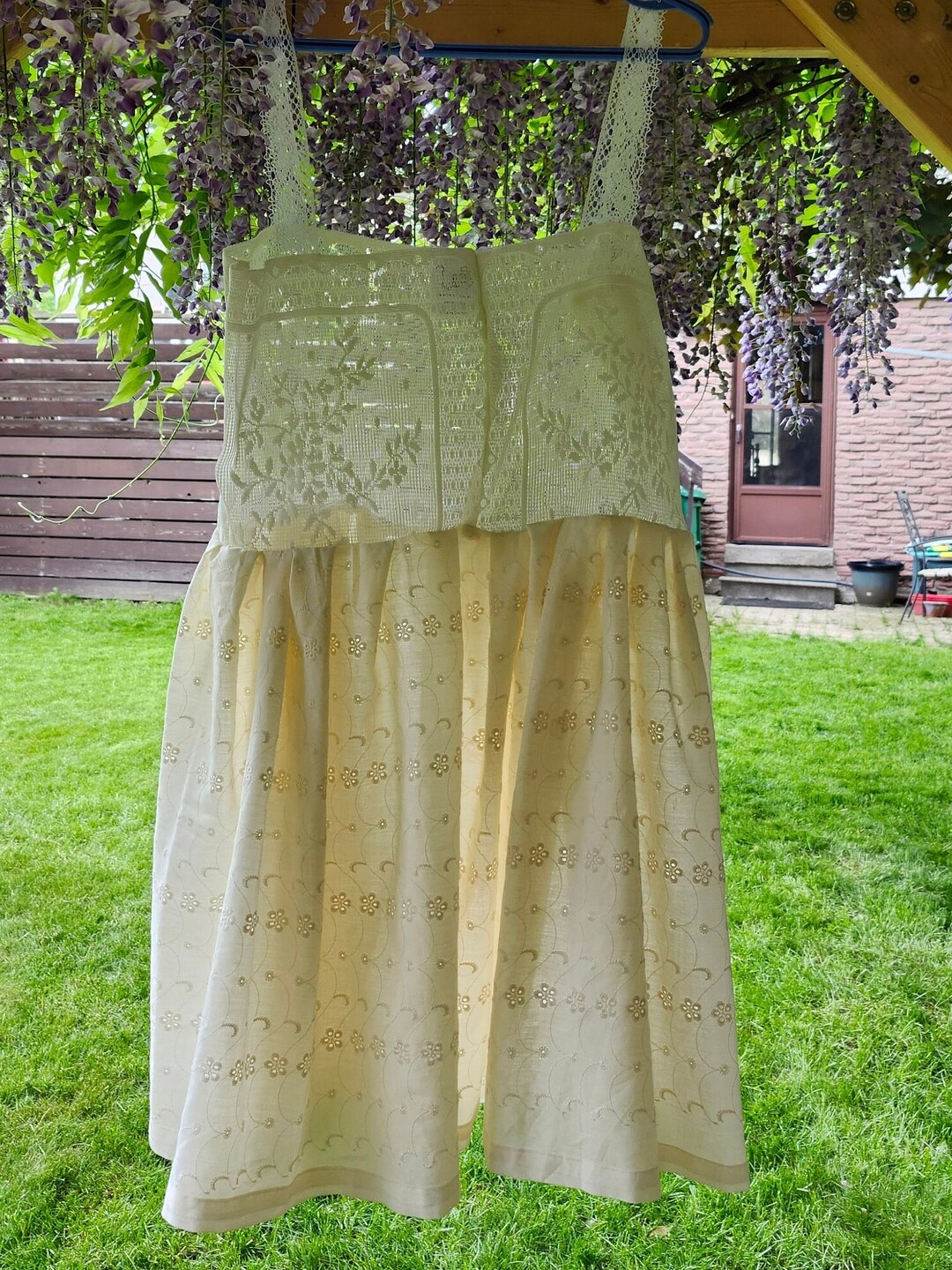Upcycled Repurposed Lace Tablecloth and Eyelet Dress. Size Small/medium ...