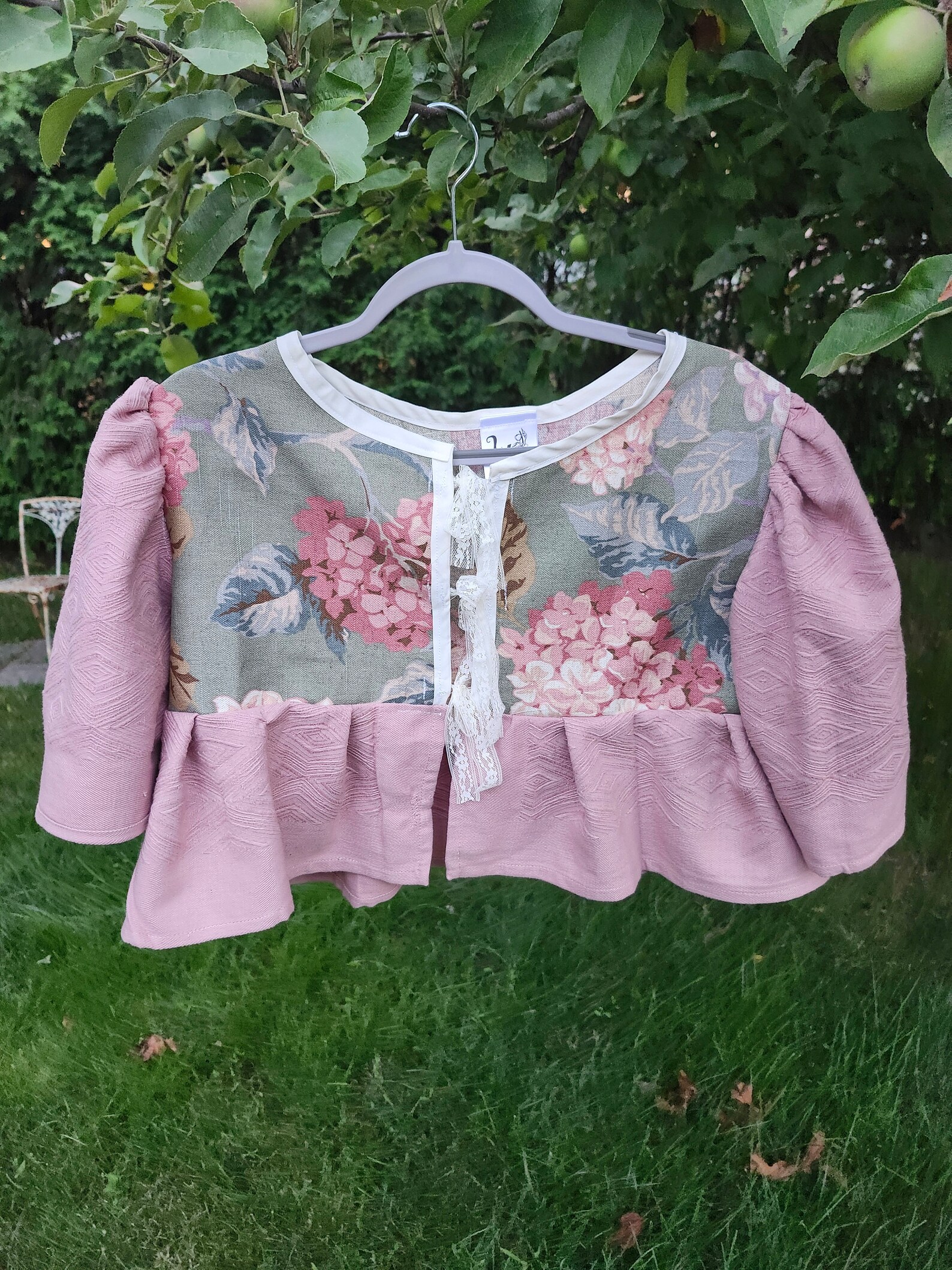 Upcycled Repurposed Tablecloth and Upholstery Fabric Blouse. Size Large ...