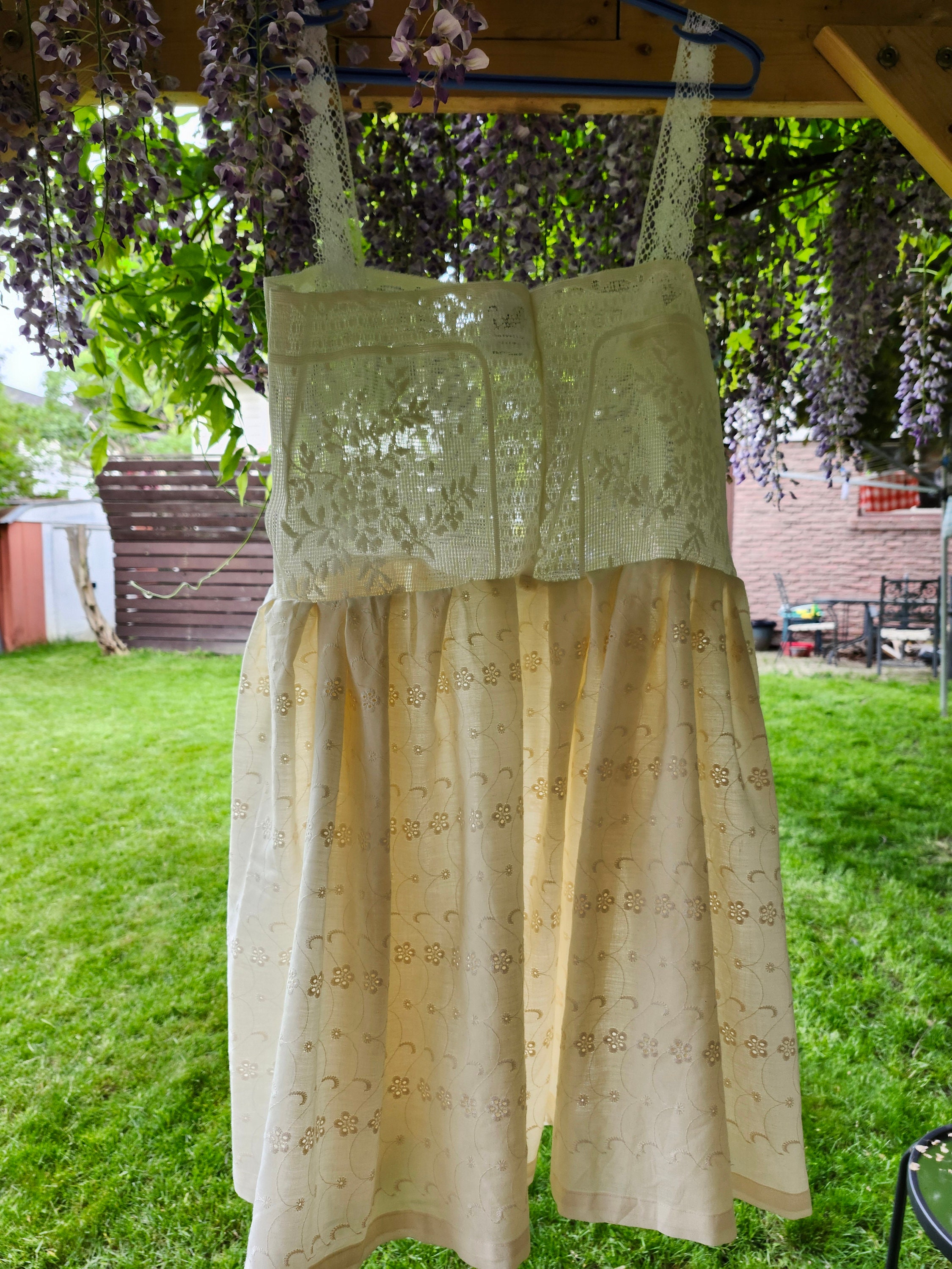 Upcycled Repurposed Lace Tablecloth and Eyelet Dress. Size Small/medium ...