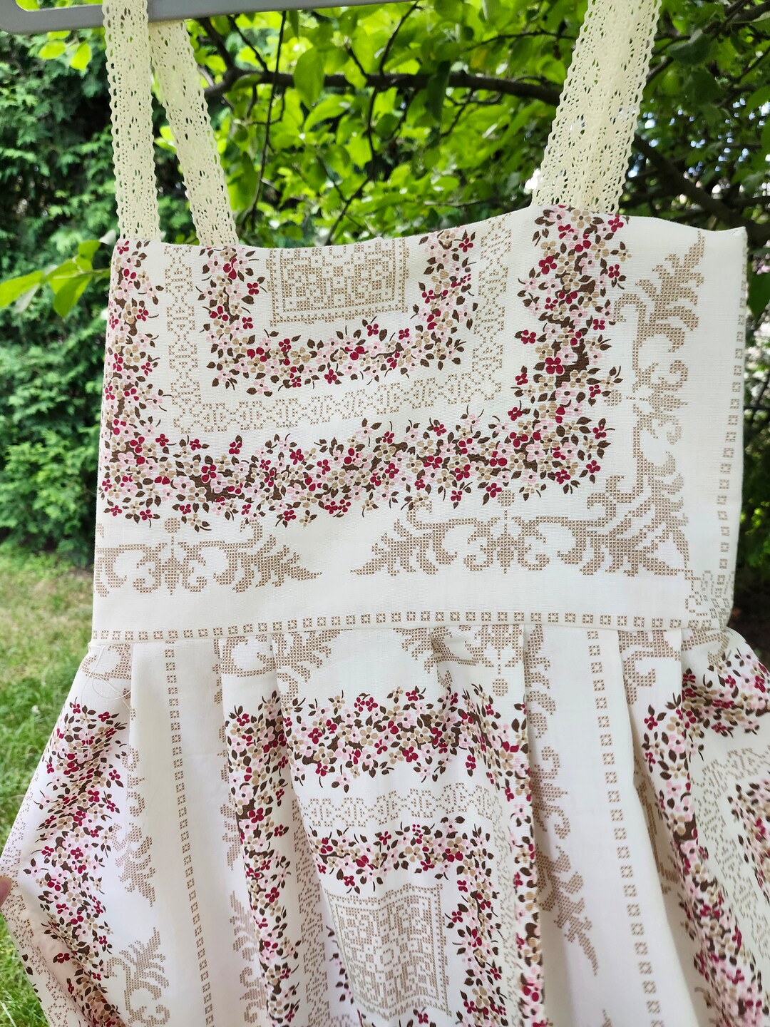 Upcycled Repurposed Tablecloth Dress With Lace Straps. Size Xxs. Gift ...