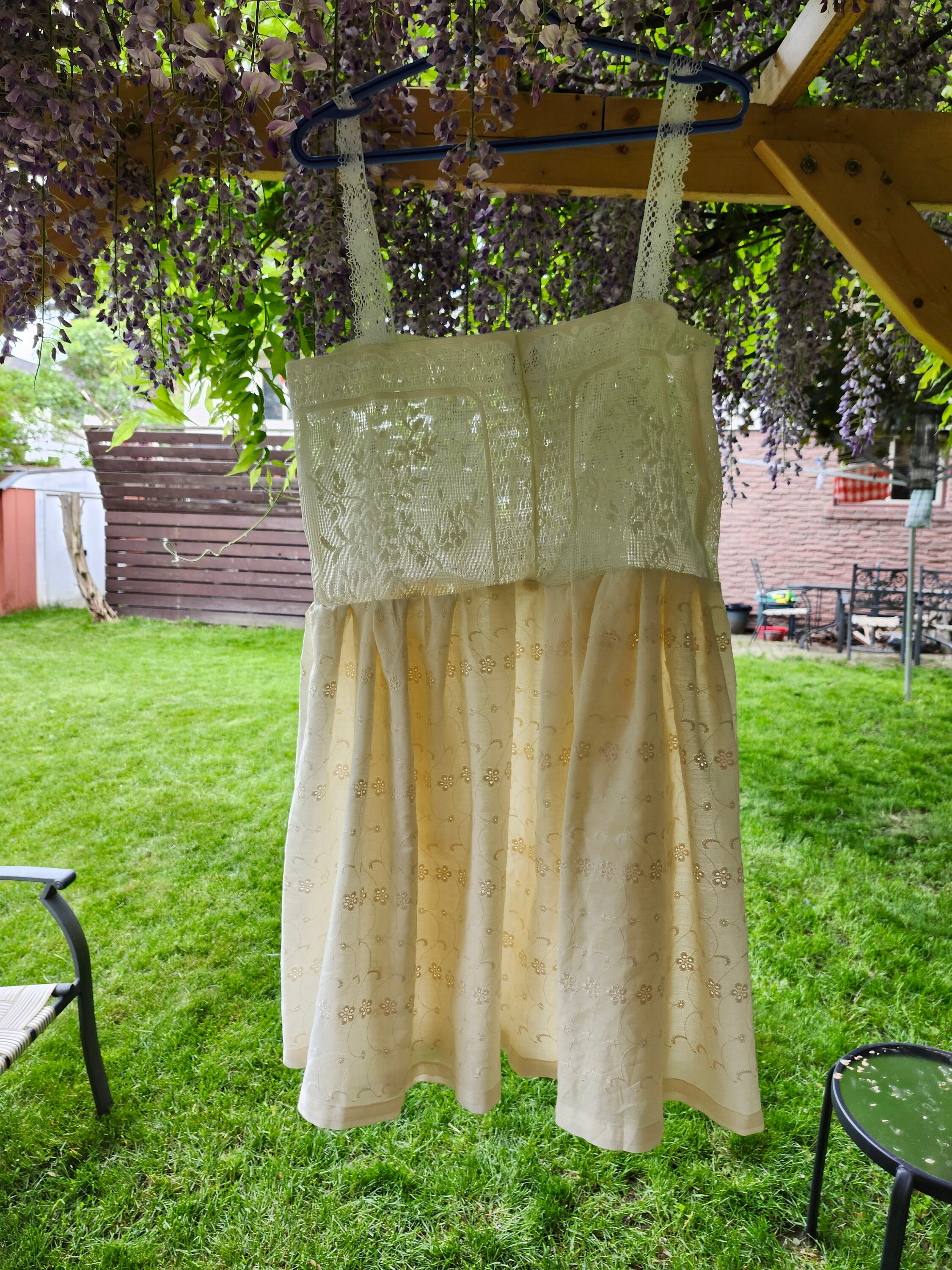 Upcycled Repurposed Lace Tablecloth and Eyelet Dress. Size Small/medium ...