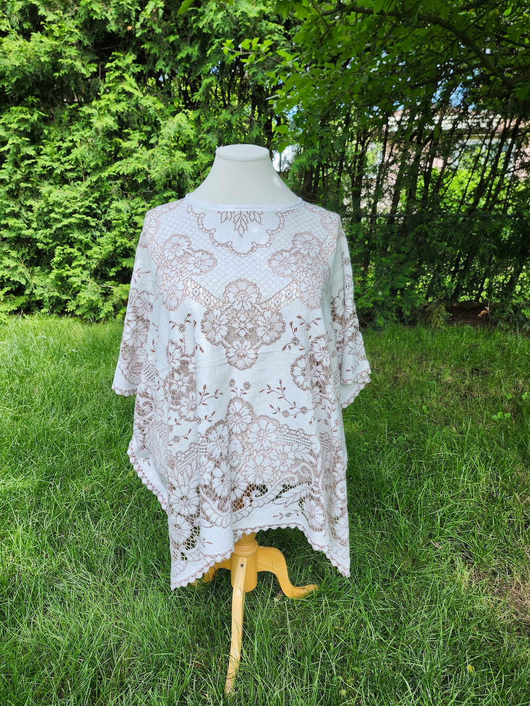 Upcycled Repurposed Lace Tablecloth Blouse. Open Size Xxs-6x. - Etsy