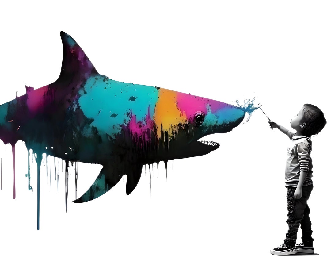 Modern Contemporary Graffiti Style Just Like Magic Shark Giclée Large ...