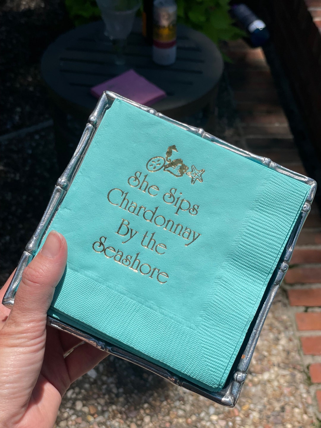 Beach Themed Paper Cocktail Napkins. Chardonnay Gift. Funny Beverage ...