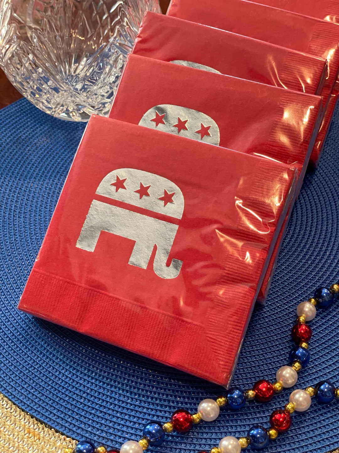 NEW!! GOP Republican Themed Cocktail Napkins. Stocking Stuffer. Red ...