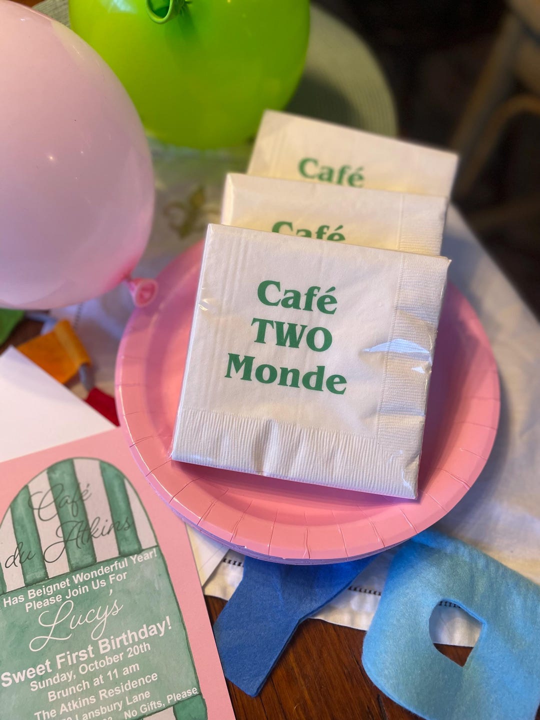 Cafe Two Monde Theme Napkins. New Orleans Paper Beverage Napkins ...