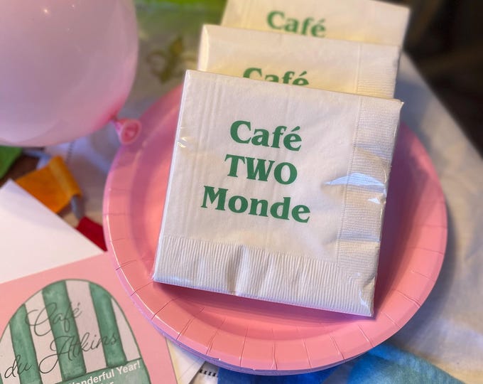 Cafe Two Monde Theme Napkins. New Orleans Paper Beverage Napkins ...