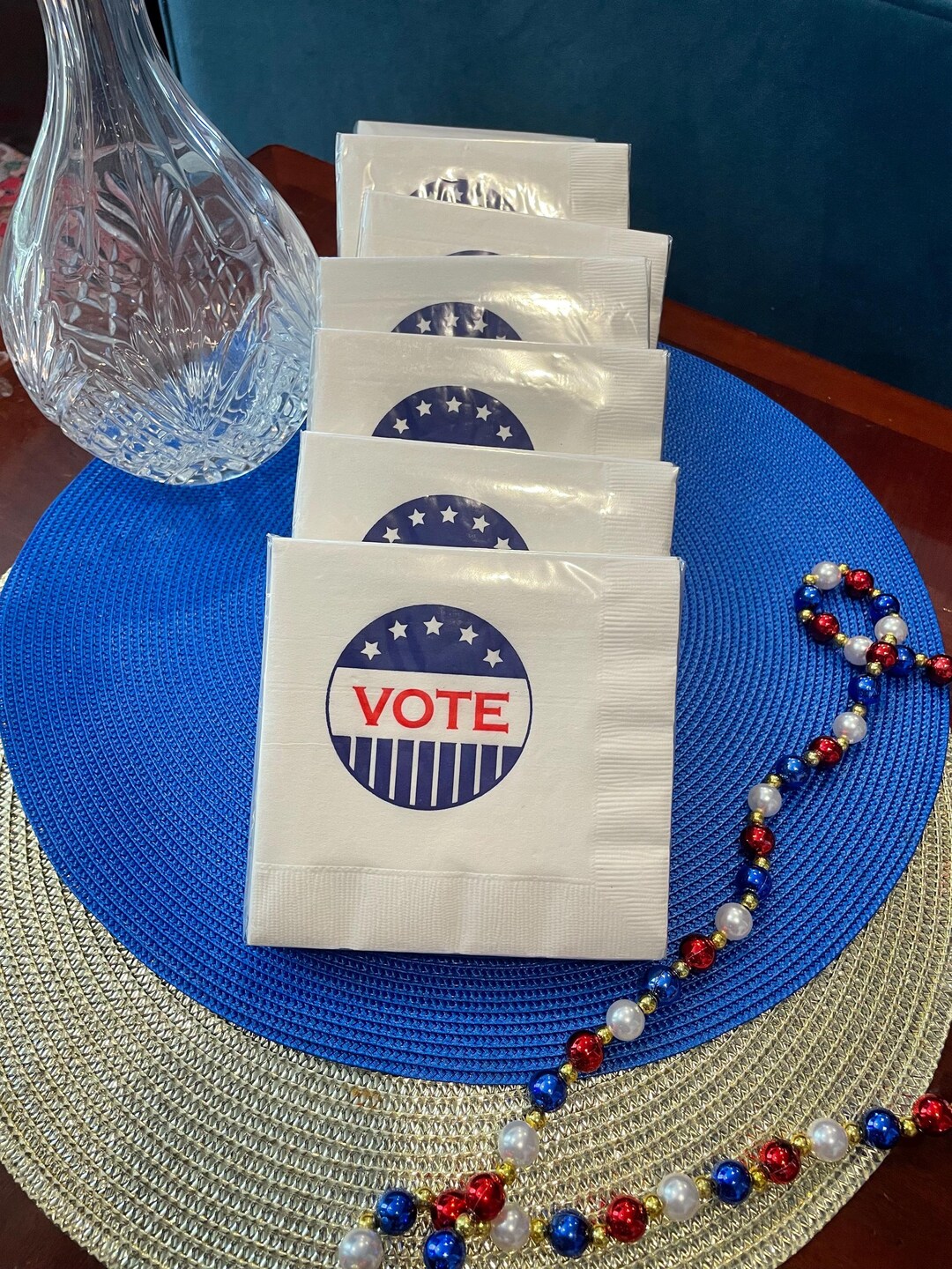 NEW Vote Themed Cocktail Napkins. Red White and Blue. Election Party ...