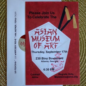 Printed Asian Themed Party Invitation. Hibachi Dinner. Chinese Food ...