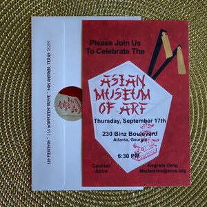 Printed Asian Themed Party Invitation. Hibachi Dinner. Chinese Food ...