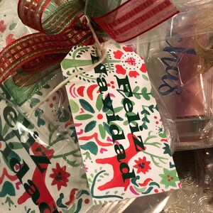 Mexican Otomi Print Christmas Gift Tags. Printed Paper Hanging Tags ...