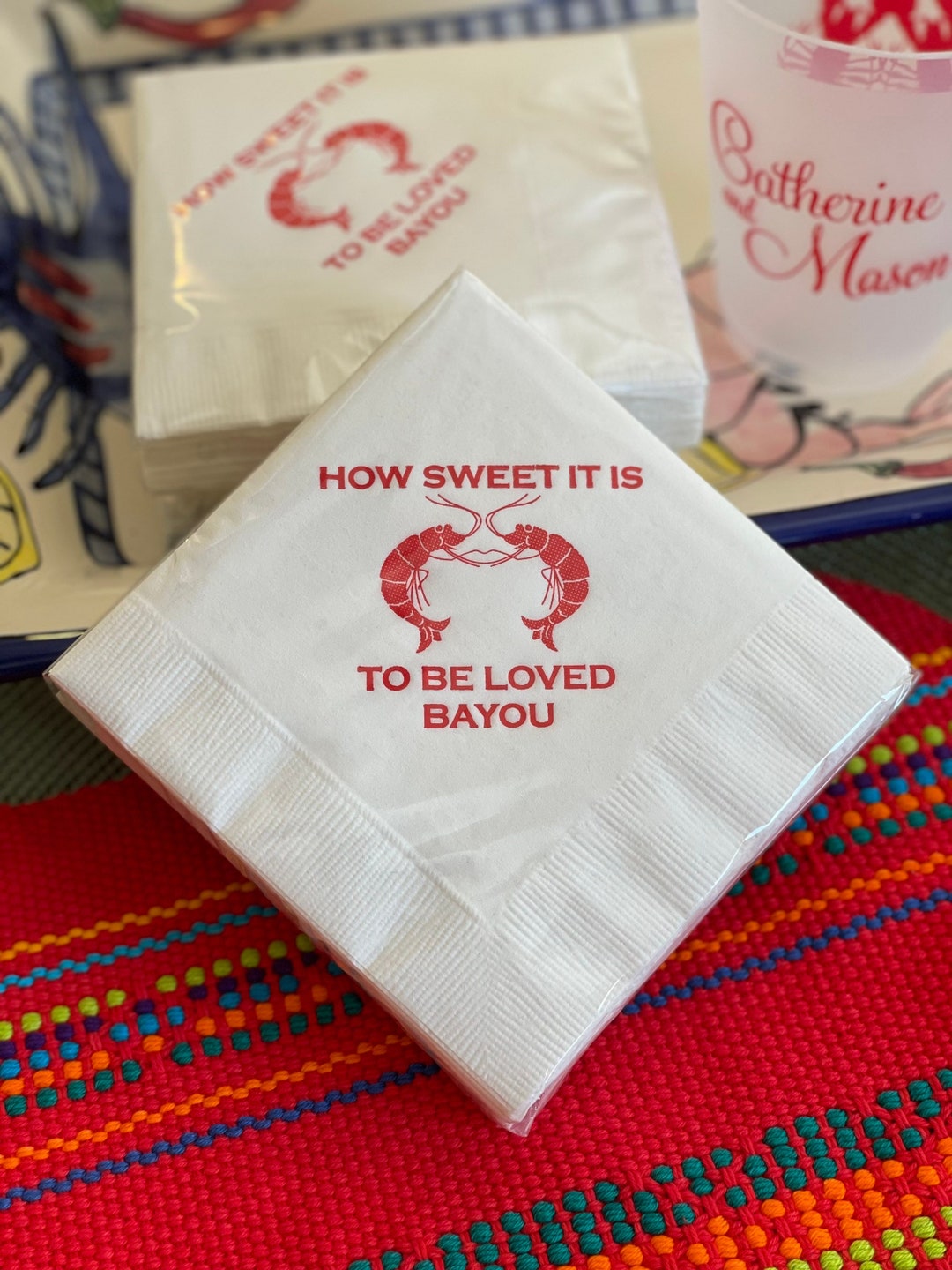 IN STOCK! Shrimp Boil Cocktail Napkins. How Sweet It is to Be Loved ...