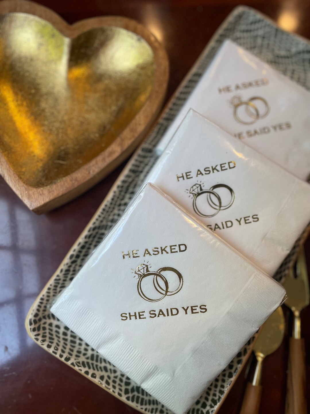 New! He Asked, She Said Yes Paper Napkins. Engagement Party Theme ...