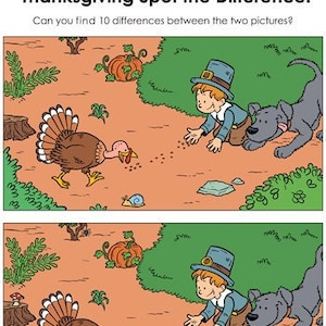 Thanksgiving Spot the Difference Puzzle PDF - Etsy