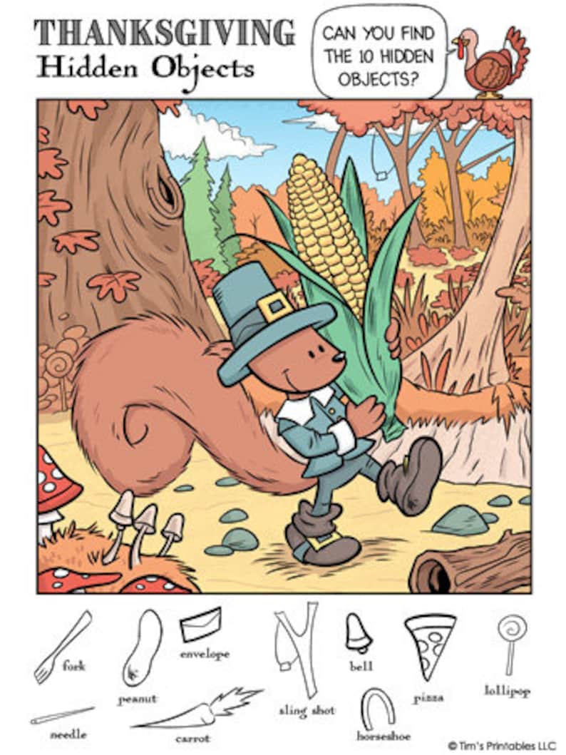 Thanksgiving Hidden Objects Puzzle PDF - Etsy