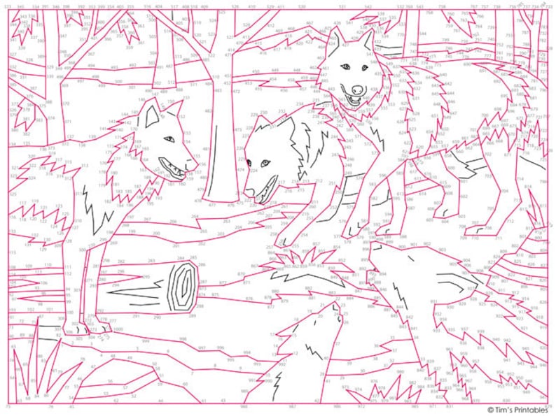 Wolf Pack Dot-to-dot / Connect the Dots - 1000 Dots - Etsy
