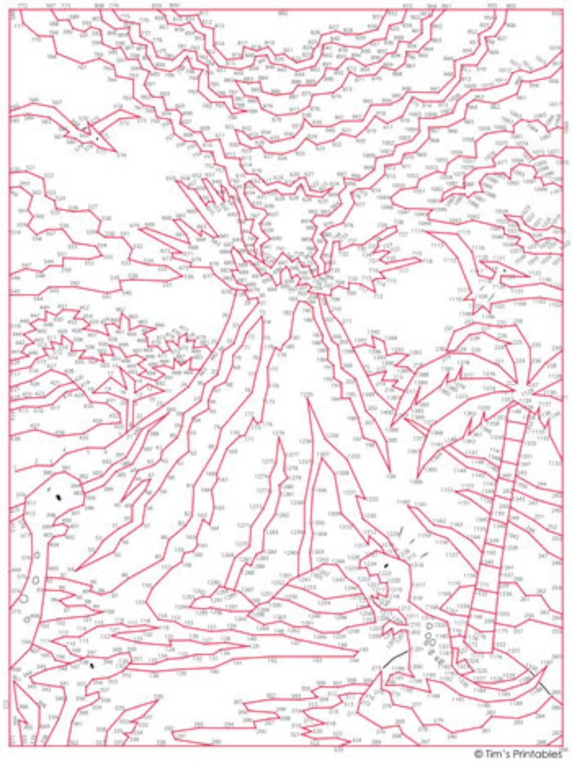Volcano Extreme Difficulty Dot-to-dot / Connect the Dots PDF - 1400 ...