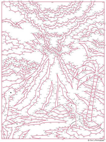 Volcano Extreme Difficulty Dot-to-dot / Connect the Dots PDF - 1400 ...