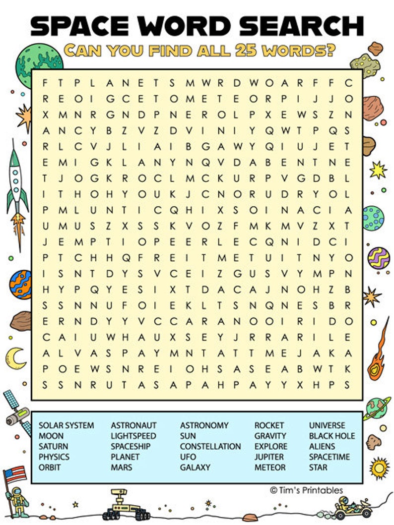 Space Word Search - Etsy