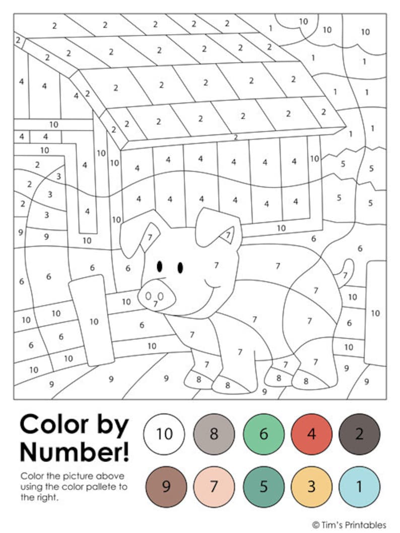 Color by Number - "on the Farm" - Etsy