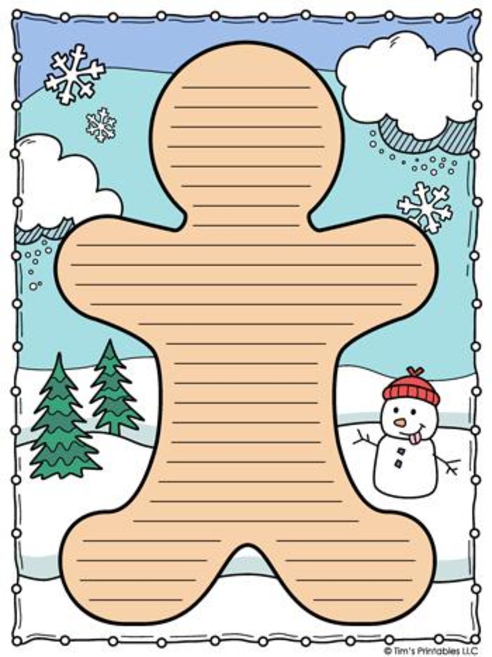 Gingerbread Man Writing Paper Templates - Etsy