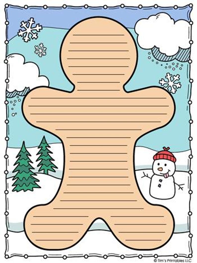Gingerbread Man Writing Paper Templates - Etsy
