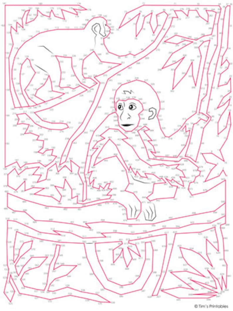 Monkey Extreme Difficult Dot-to-dot / Connect the Dots PDF - Etsy
