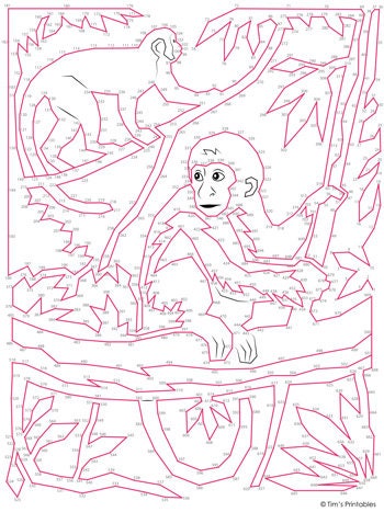 Monkey Extreme Difficult Dot-to-dot / Connect the Dots PDF - Etsy