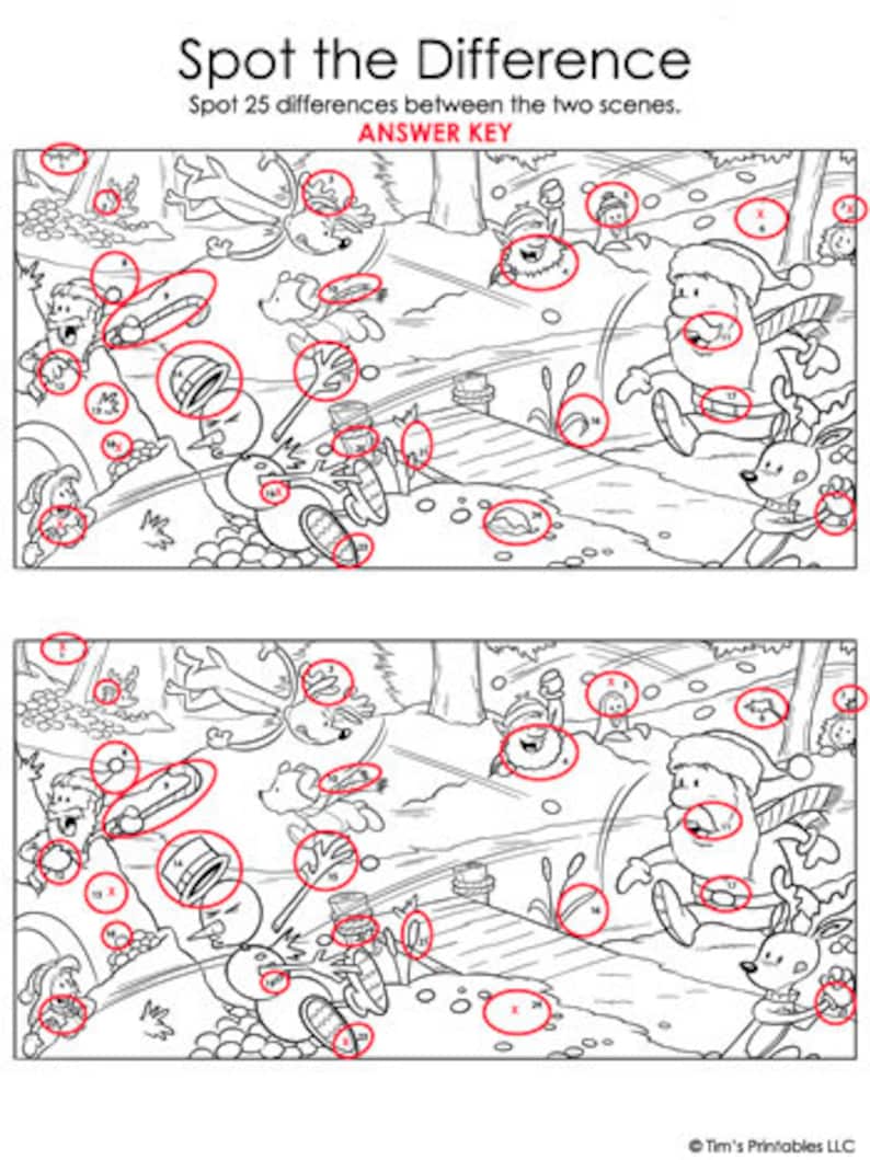 Spot the Difference Printable - the Christmas Snowball Fight - Etsy