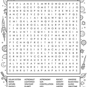Space Word Search - Etsy