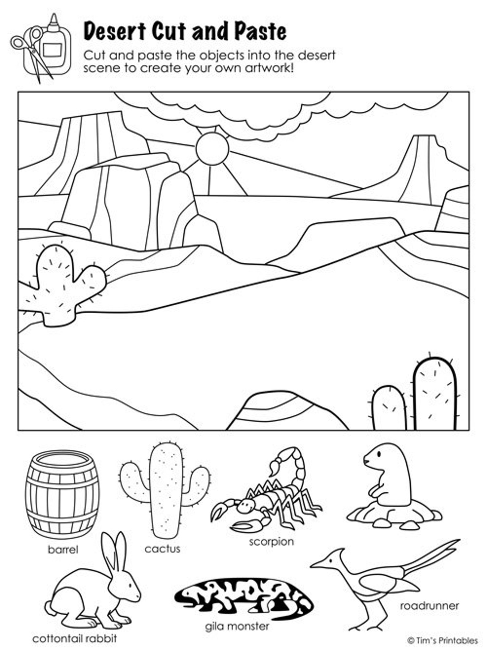 Desert Cut and Paste Activity - Etsy