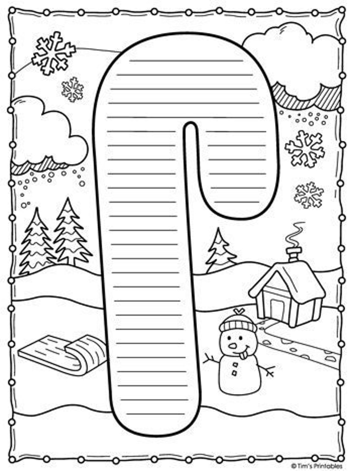 Candy Cane Writing Paper Templates - Etsy