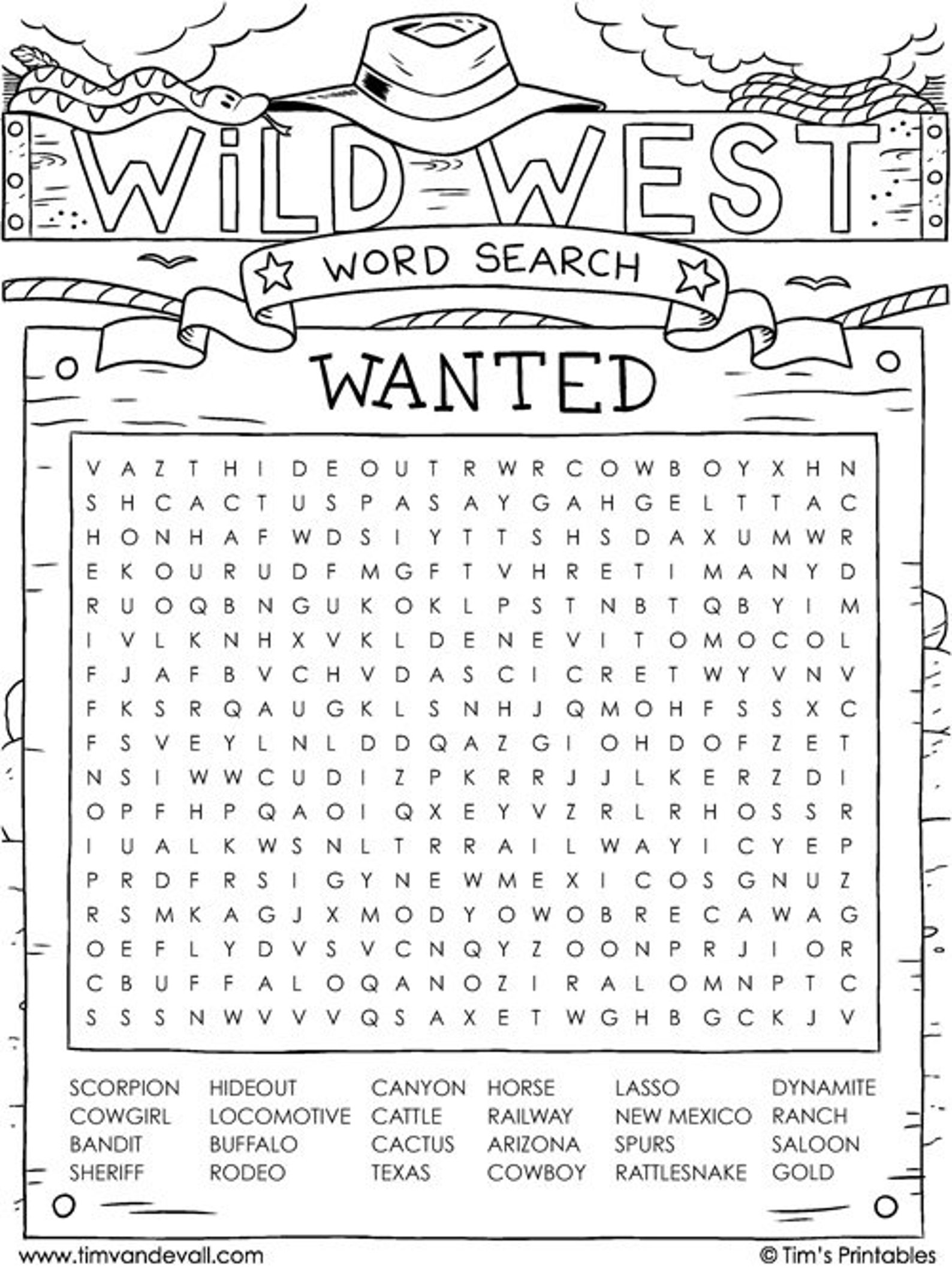 Wild West Word Search - Etsy