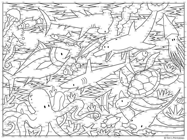 Sea Life Dot-to-dot / Connect the Dots PDF - 1274 Dots - Etsy