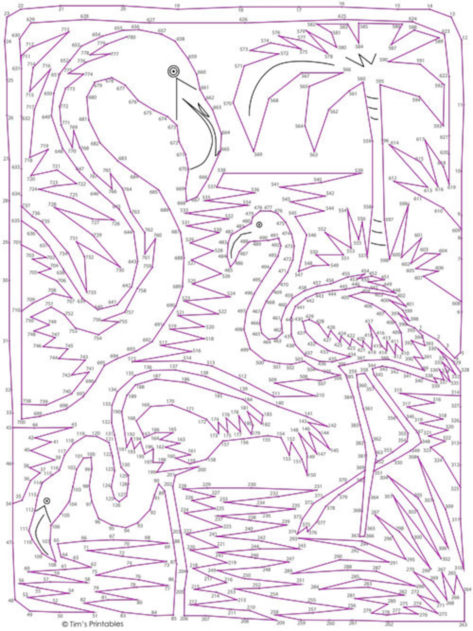 Flamingo Dot-to-dot / Connect the Dots - 780 Dots - Etsy