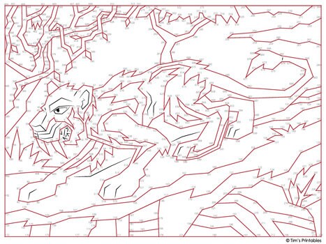 Sabertooth Tiger Extreme Difficulty Dot-to-dot / Connect the Dots PDF ...