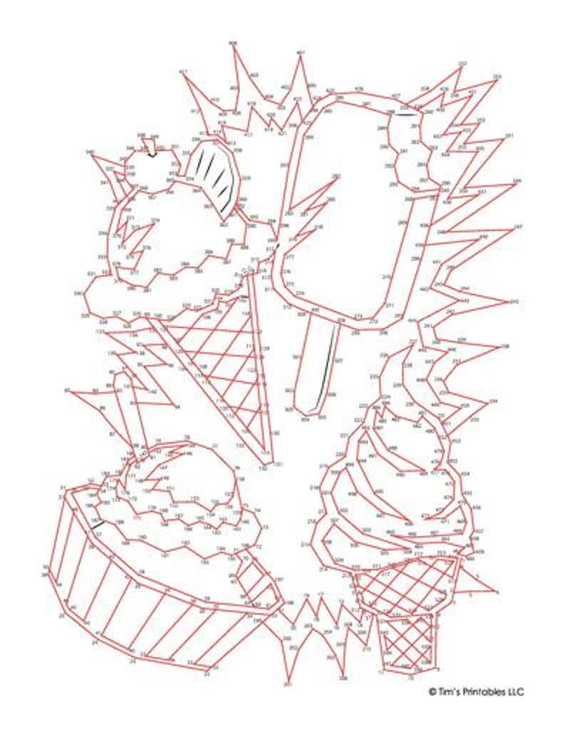 Ice Cream Extreme Difficulty Dot-to-dot / Connect the Dots PDF - Etsy