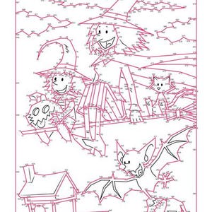 Halloween Witch and Daughter Extreme Difficulty Dot-to-dot / Connect ...