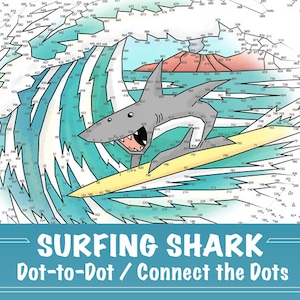 Surfing Shark Dot-to-dot / Connect the Dots PDF - 915 Dots - Etsy