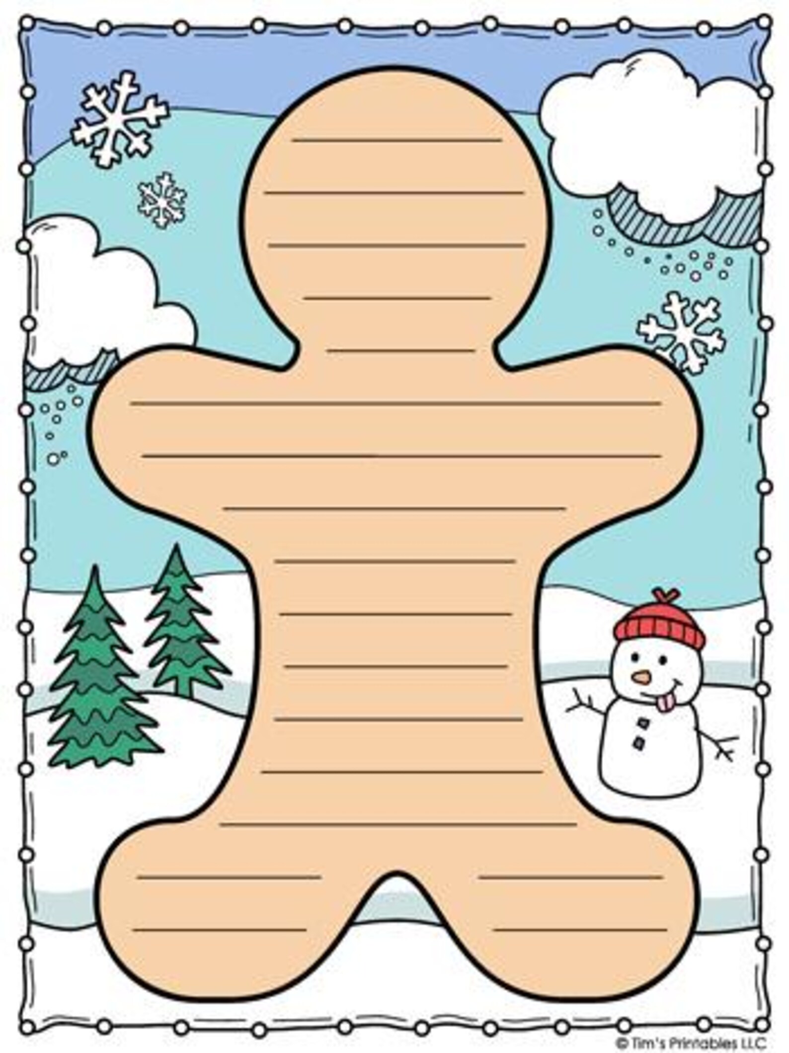 Gingerbread Man Writing Paper Templates - Etsy