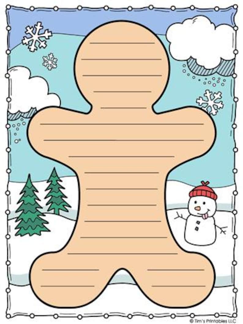 Gingerbread Man Writing Paper Templates - Etsy