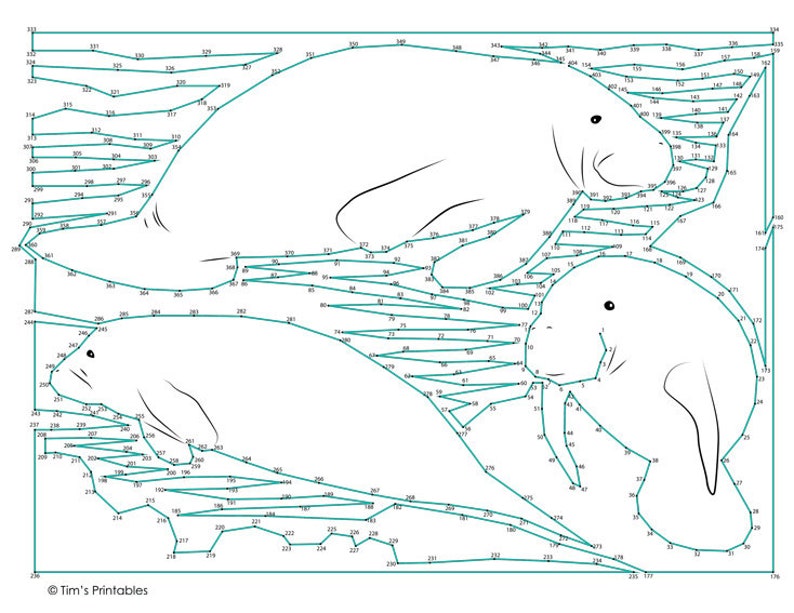 Manatee Dot-to-dot / Connect the Dots PDF - Etsy