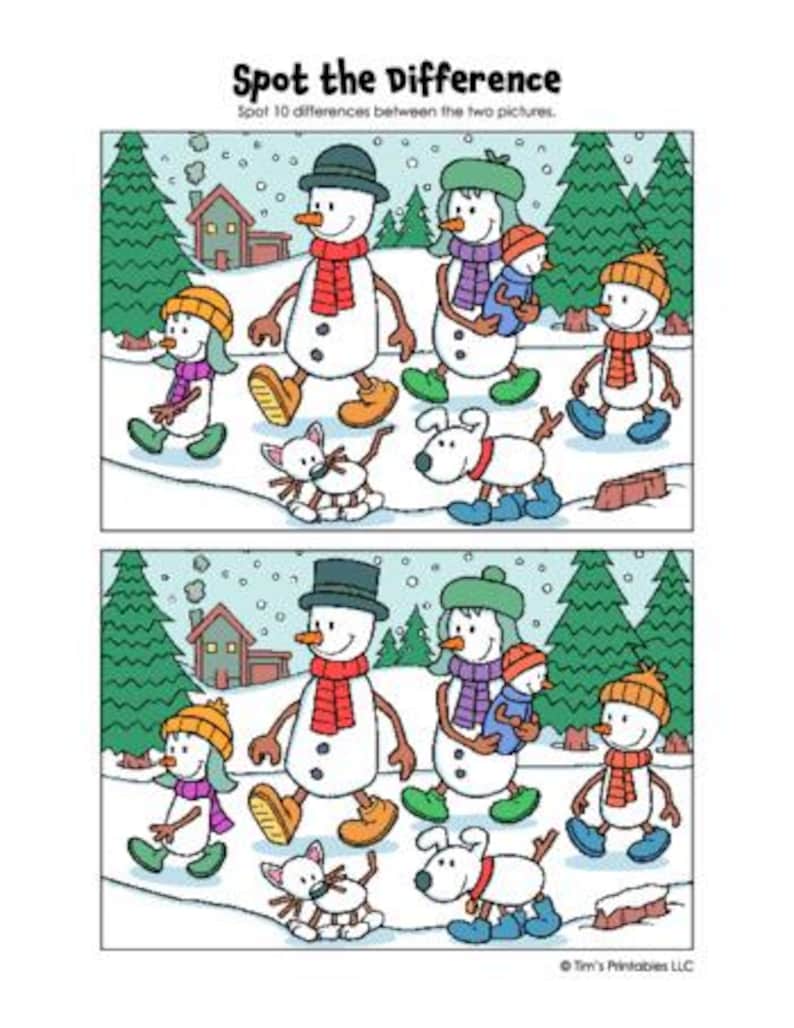 Spot the Difference Printable - the Snowman Family - Etsy