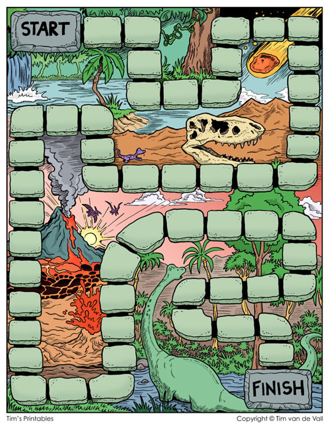 Board Game Template - Dinosaurs - Etsy
