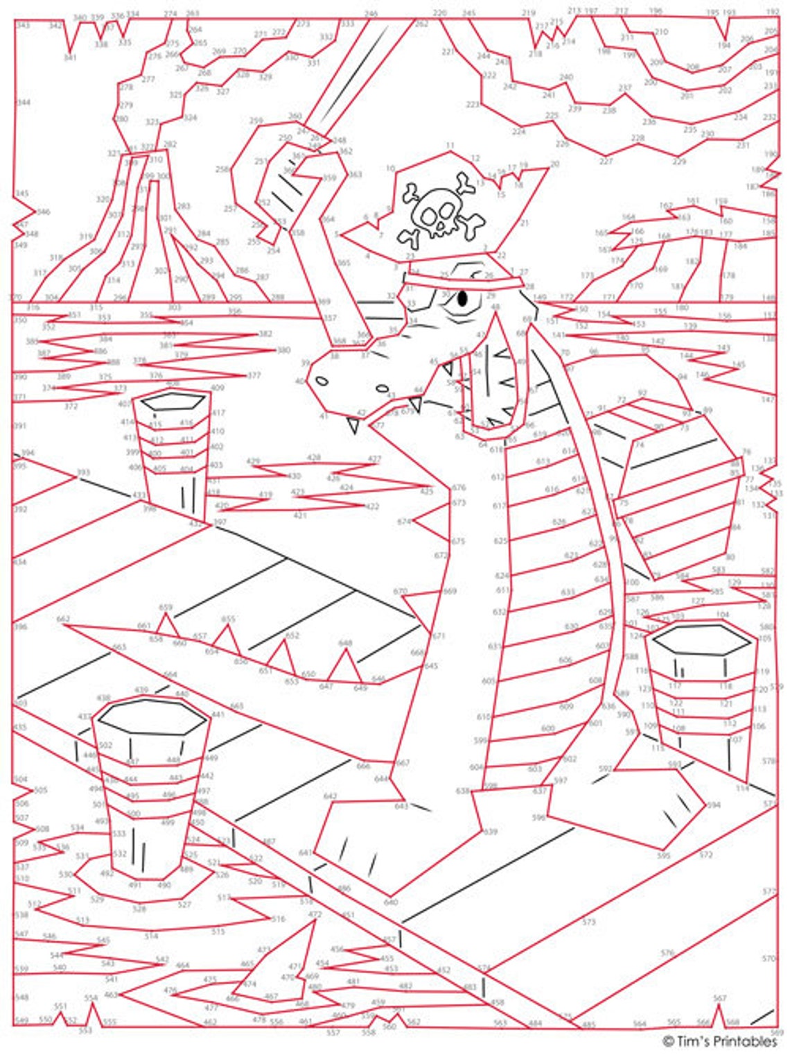 Alligator Pirate Dot-to-dot / Connect the Dots PDF - 679 Dots - Etsy