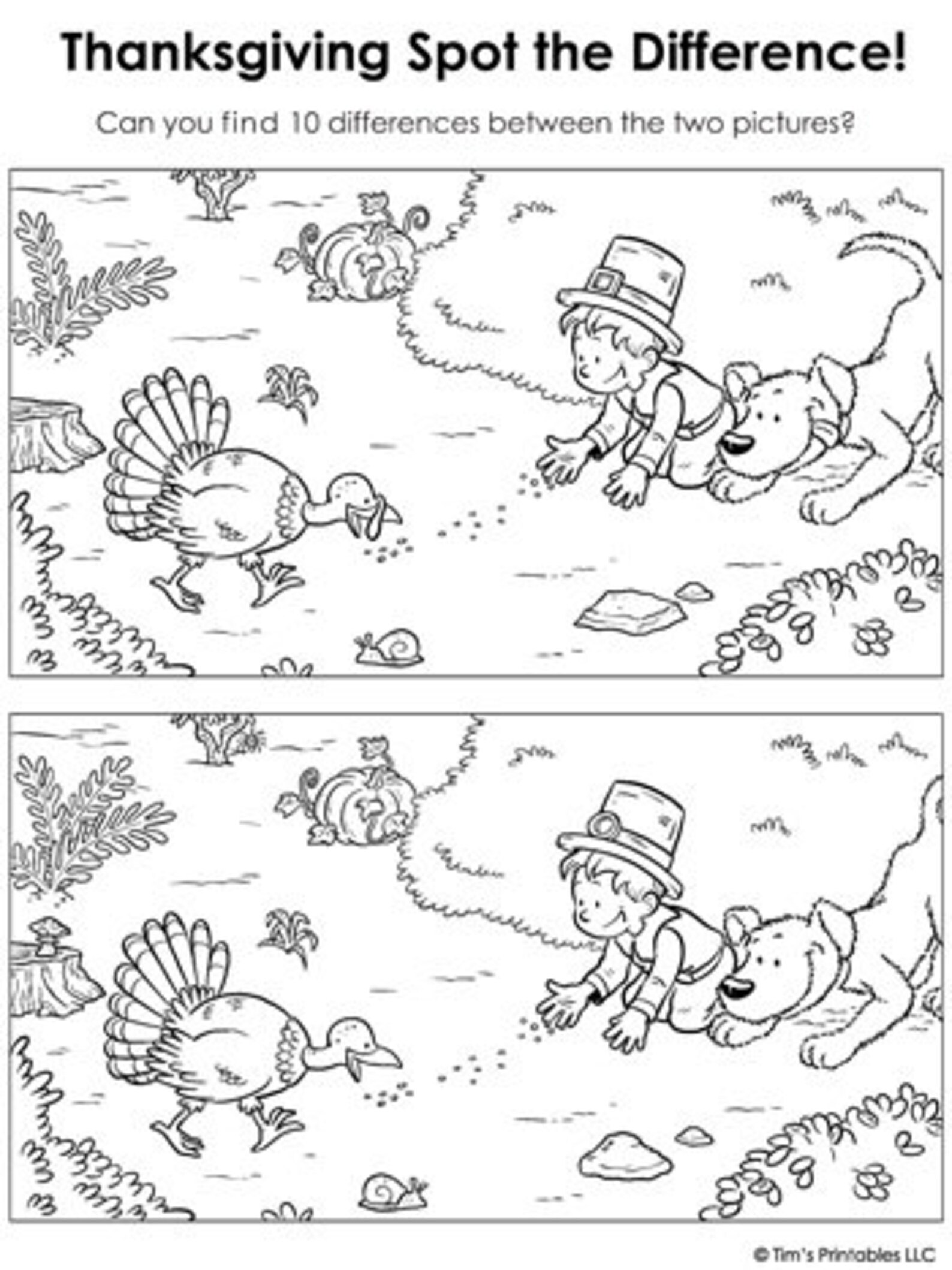 Thanksgiving Spot the Difference Puzzle PDF - Etsy